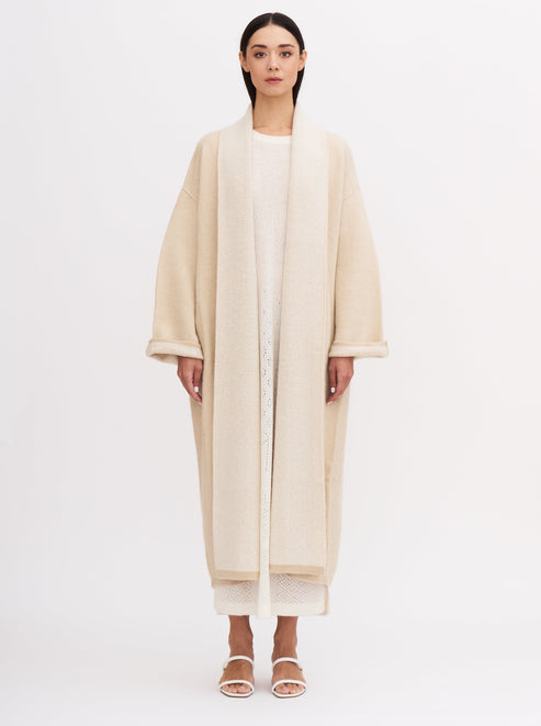 Beige Plush Cashmere Balloon Coat – MANDKHAI