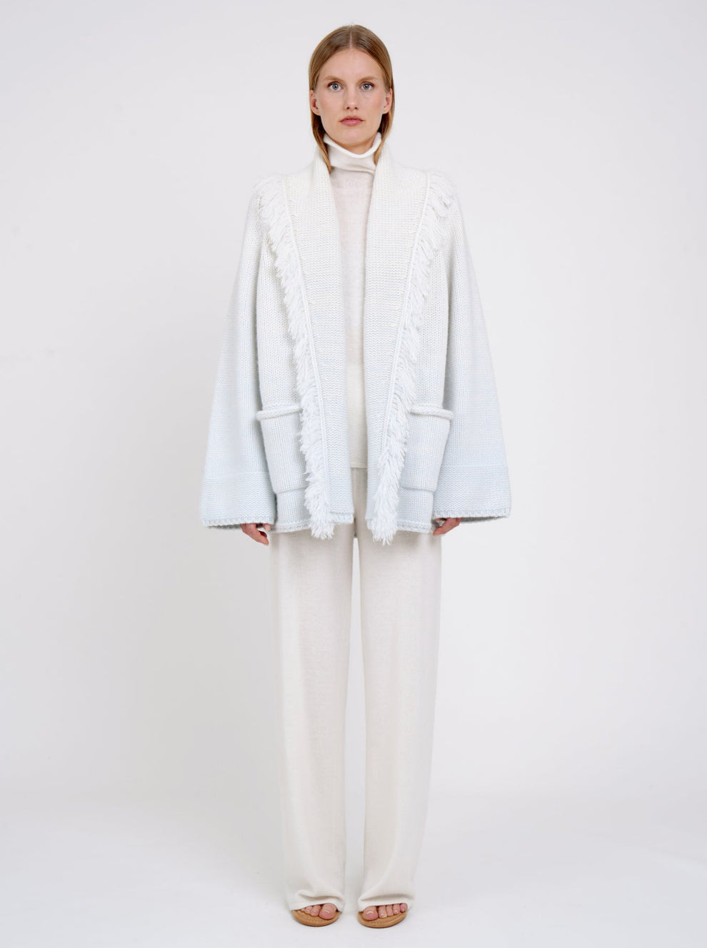 White And Cloud Blue Cashmere Pimp Jacket – MANDKHAI